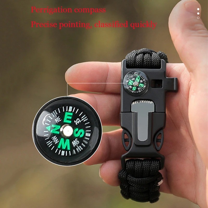 5-in-1 Paracord Survival Bracelet with Compass, Fire Starter, Whistle ...