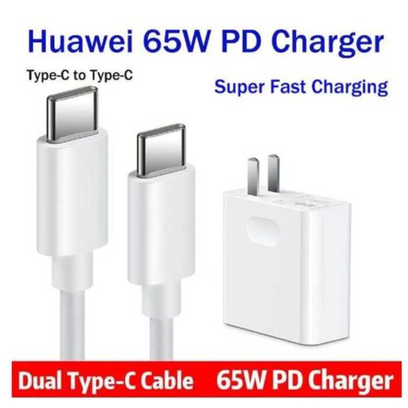 Huawei 65W PD Charger Super Fast Charging With To Type-C Cable USB C ...