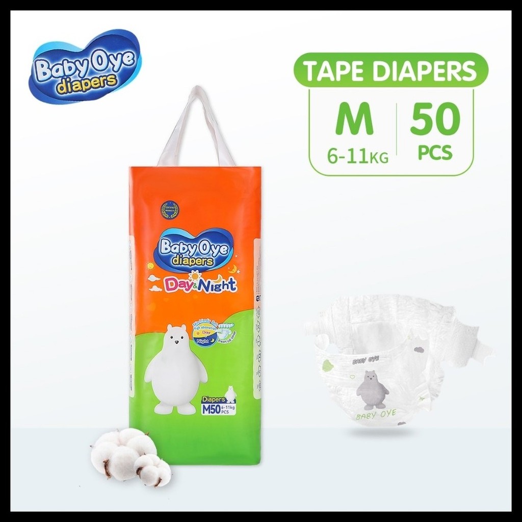 【BabyOye】Baby Disposable Korea TAPE diapers Breathable 50pcs(NB，S，M，L ...