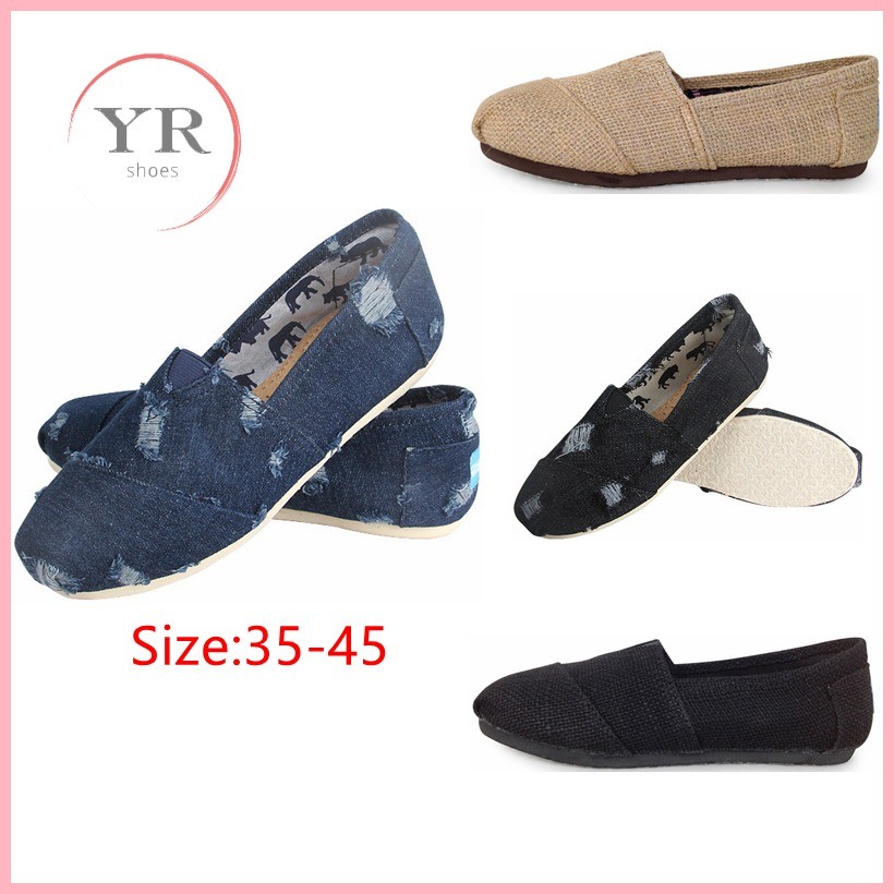 Toms Thomas Shoes Denim Shoes Pure Color Flat Casual Couple Toms Shoes ...