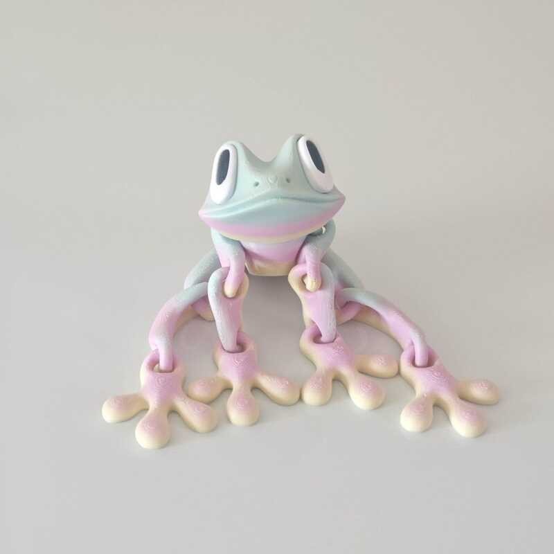 3D Printed Magnetic Frog Refrigerator Magnet with Movable Joints Animal ...
