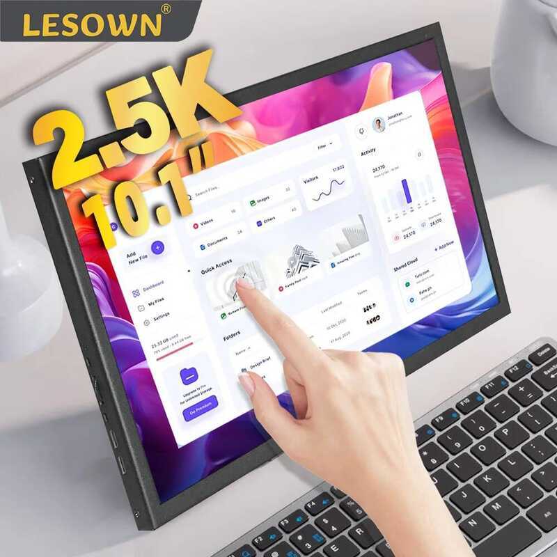10.1 LESOWN Inch Portable Auxiliary Monitor 2.5K 92% Srgb 1000:1 IPS ...