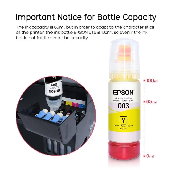 100% Original Epson 003 Ink 65ml Genuine Refill Ink L3210/L1110/L3110 ...