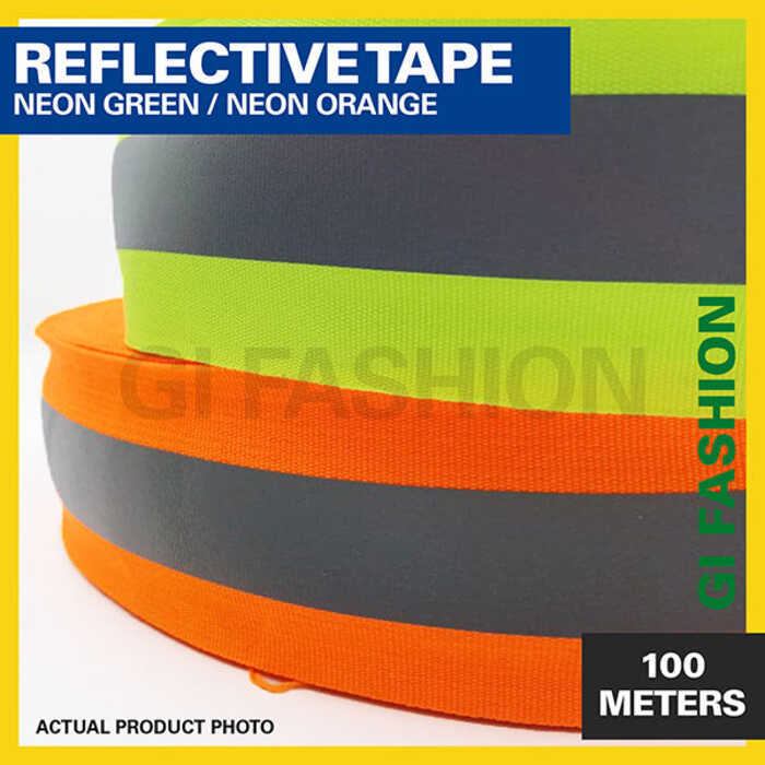 50/100 METERS Reflector Neon Tape Safety Reflective For Clothing Fabric ...