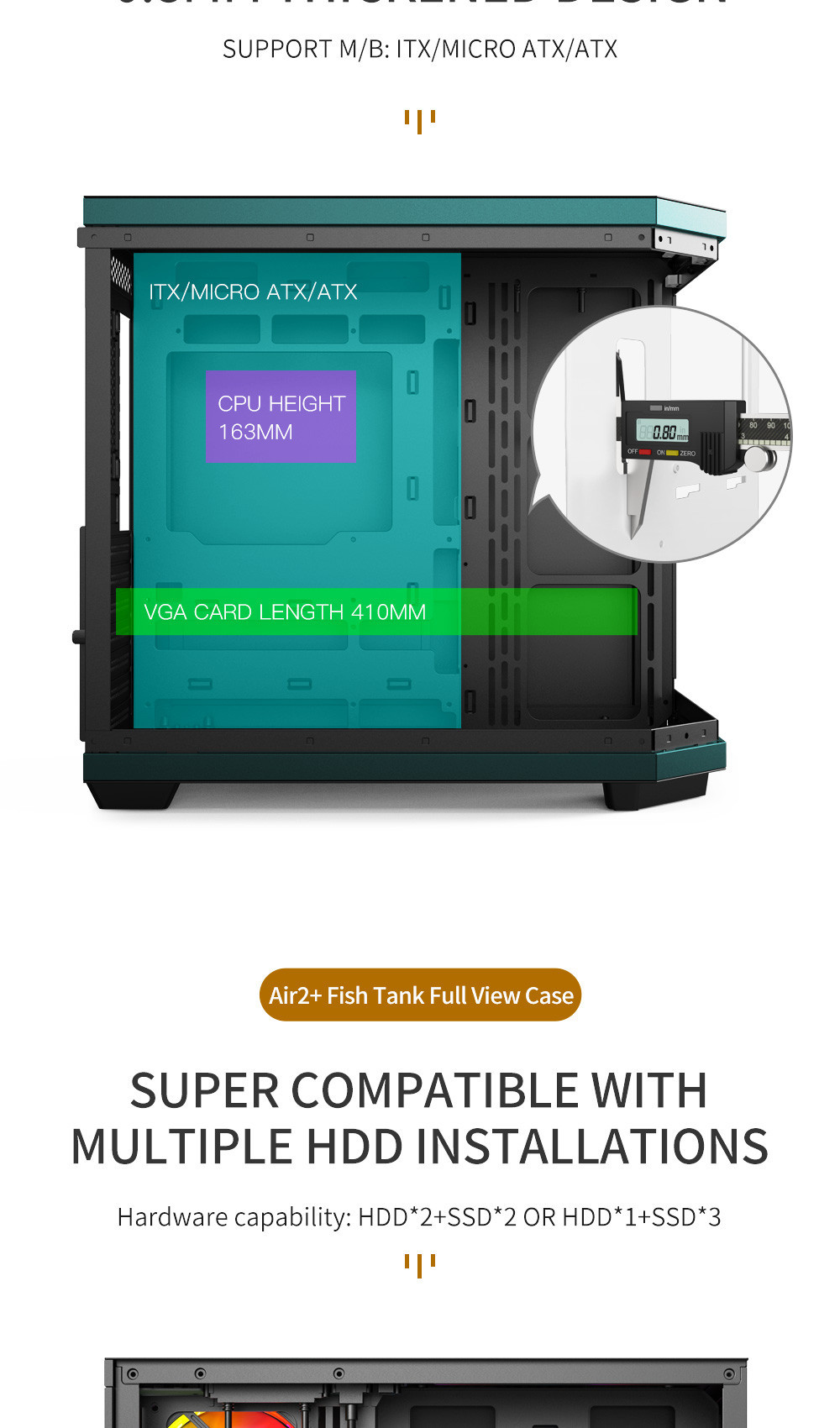 Acer AIR2 Gaming PC Case with Screen and Tempered Glass, 270° Panoramic ...