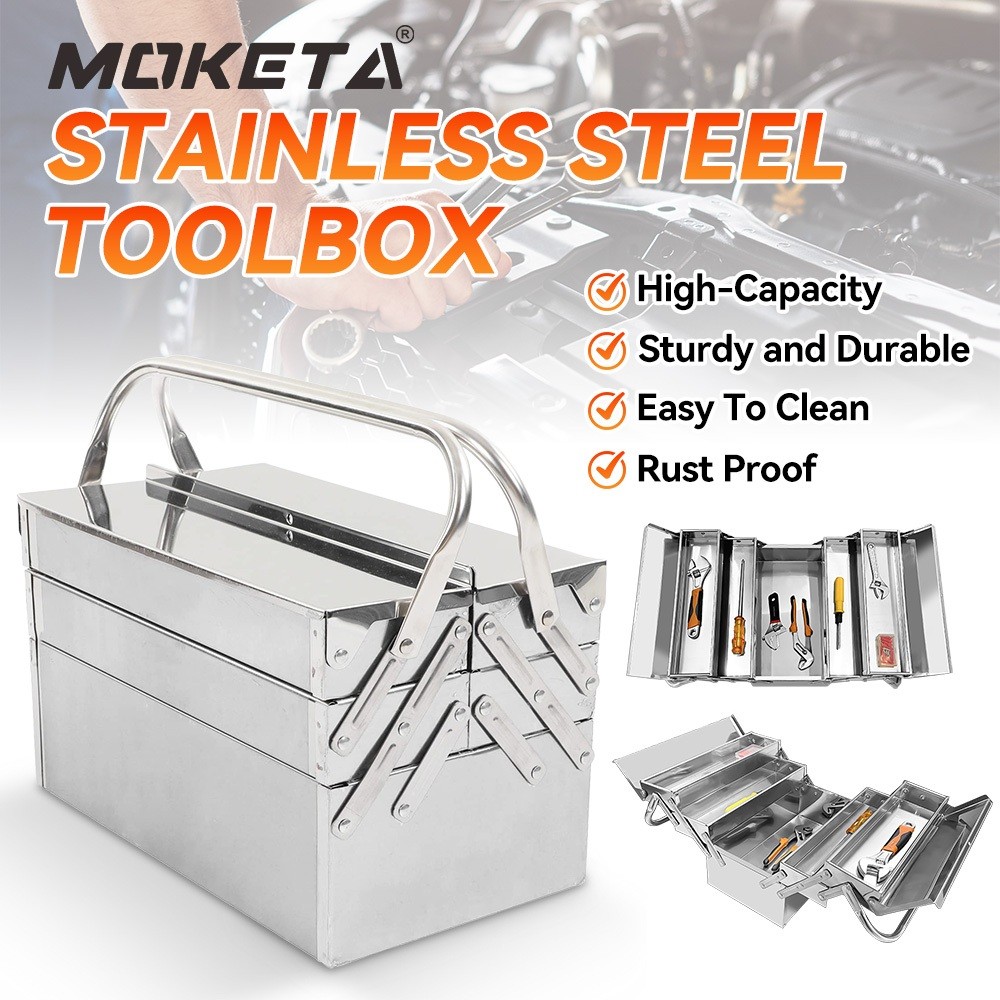 Moketa Stainless Steel Toolbox Storage Box Multi-layer Folding Box ...