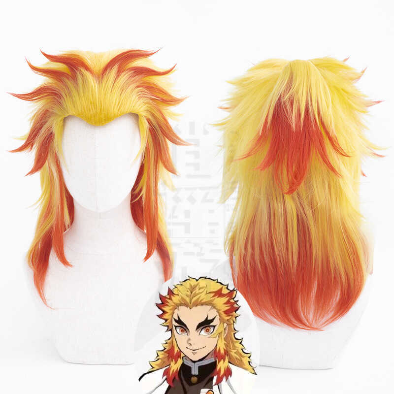 55 Free and Easy Demon Slayer Rengoku Kyoujurou Cosplay Wig Flame ...