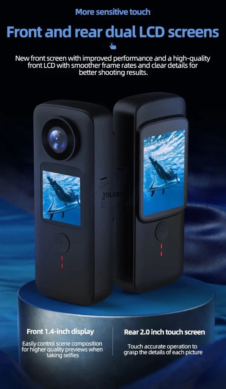 4K 30FPS Action Camera Dual IPS Touch LCD EIS DVR 30M Waterproof 5X ...