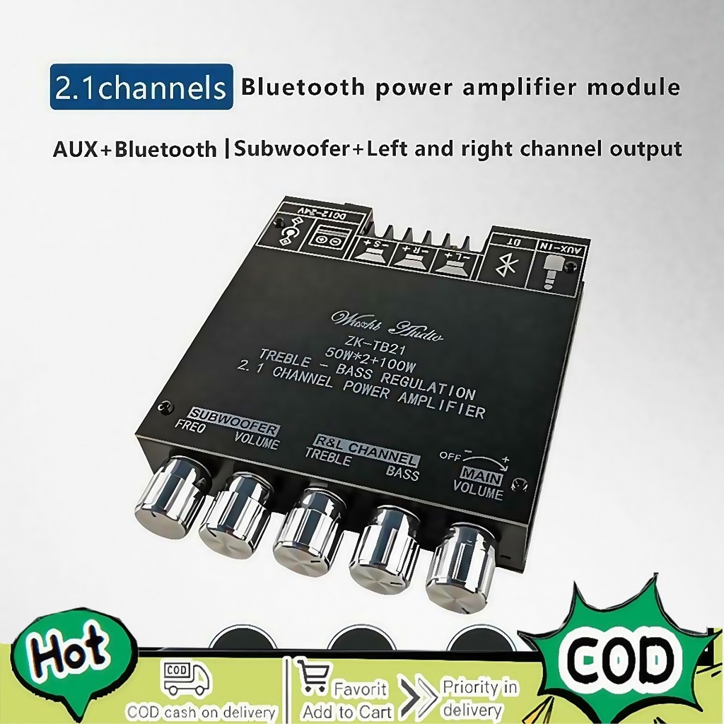ZK-TB21 Bluetooth Car Audio Amplifier – 2.1 Channel, TDA7498E ...