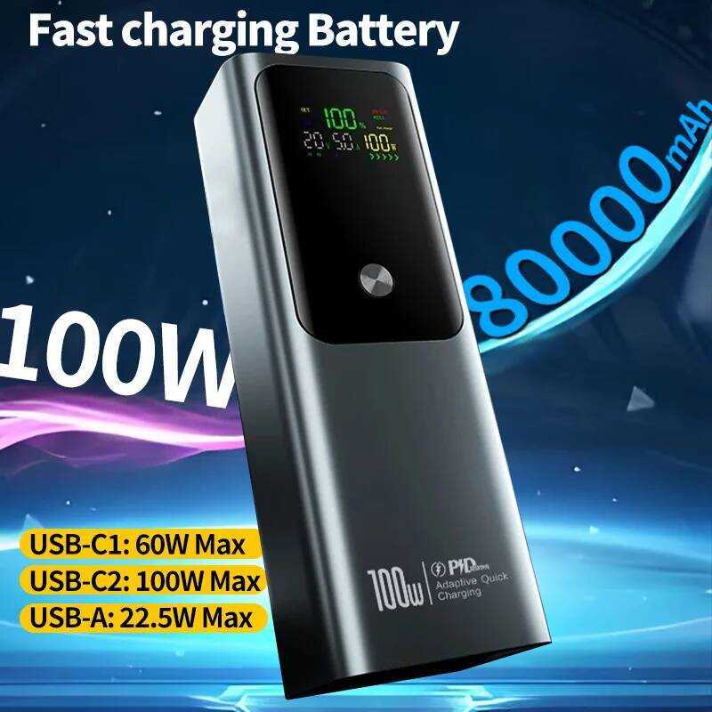 Large-Capacity 80000Mah Portable Color Screen Power Bank PD 100W Er ...