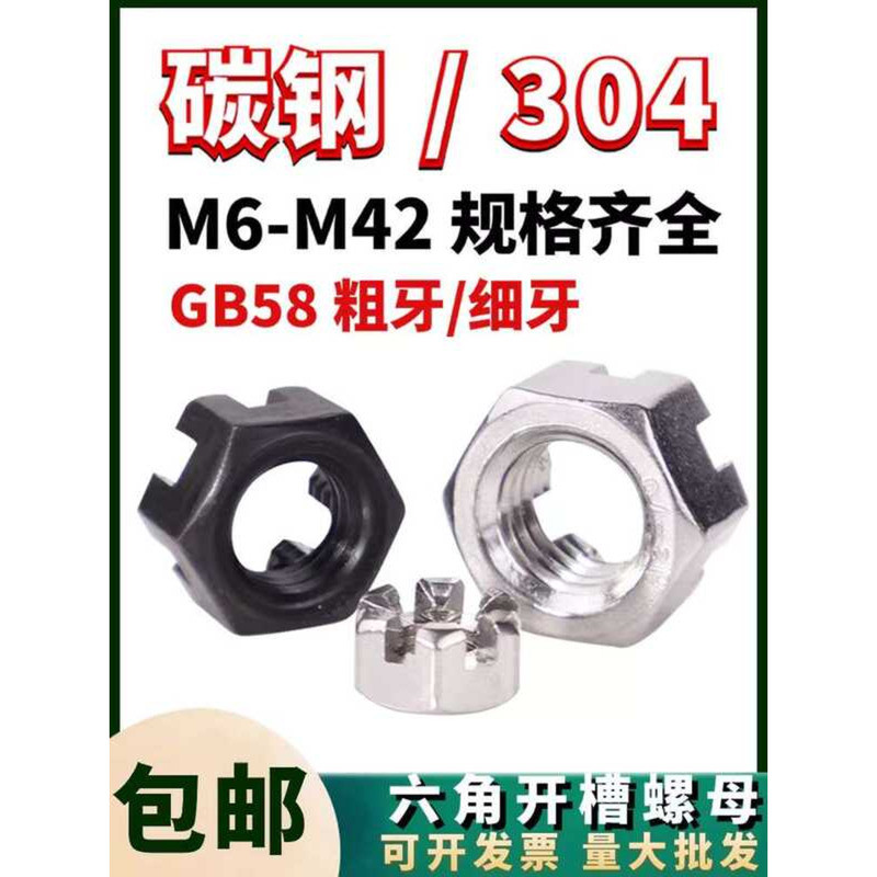 Hexagonal GB58 Coarse Fine Thread Slotted Carbon Steel Slot Type Flower ...