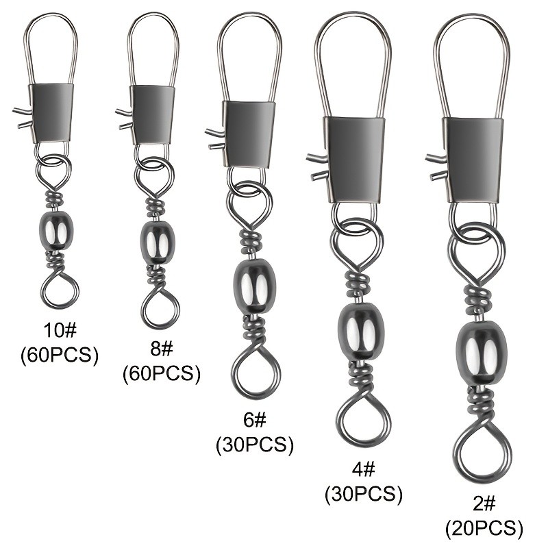 50/100Pcs/Set Fishing Connector Swivels Interlock Pin Bearing Rolling ...