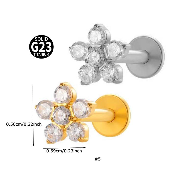 1 Piece/single Flat Head Labret Stud G23 Titanium Zirconia Fresh ...