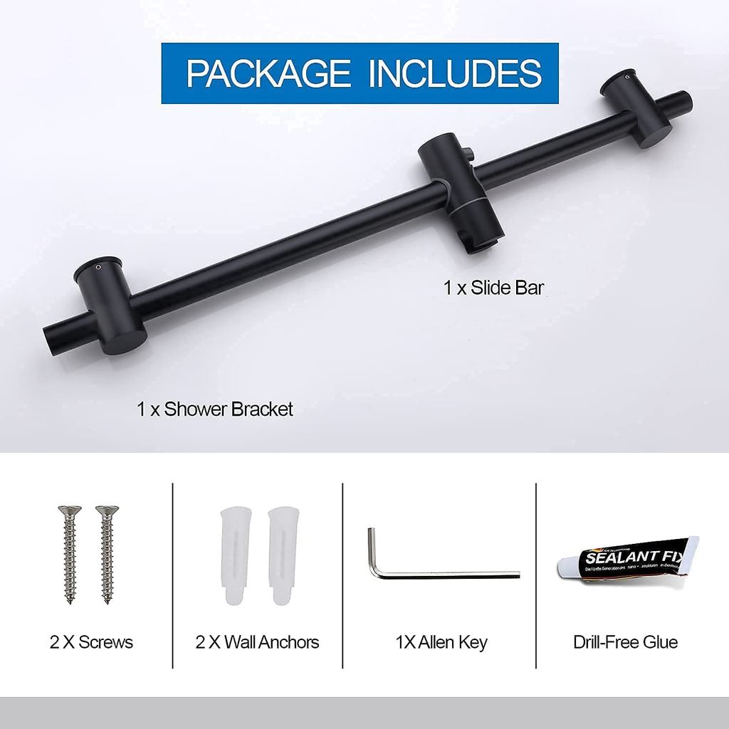 Shower Sliding Rail Shower Slide Bar Holder for Bathroom Wall Mount SUS ...