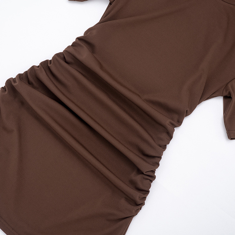 MsMona Women 2026 Solid Color Crinkle Fashion Round Neck Short Sleeve ...