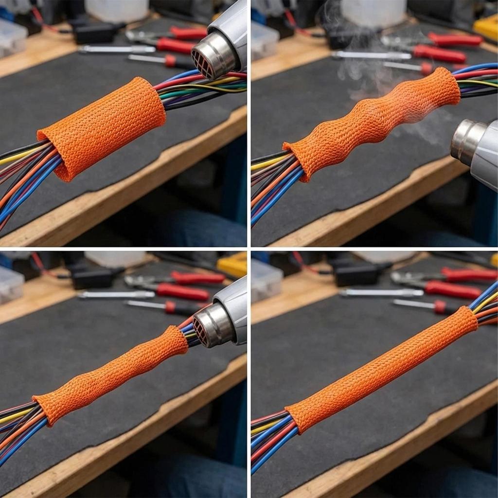 Braided Cable Sleeve Heat Shrink Tube 10mm Insulation Flam Retardant ...