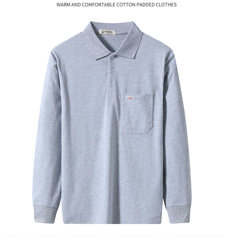 Men's Cotton Long Sleeve Polo Shirt Collared Casual T-Shirt | Shopee ...