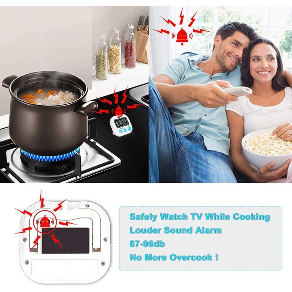 Multi-Function Electronic Timer Magnetic LCD Digital Kitchen Timer ...