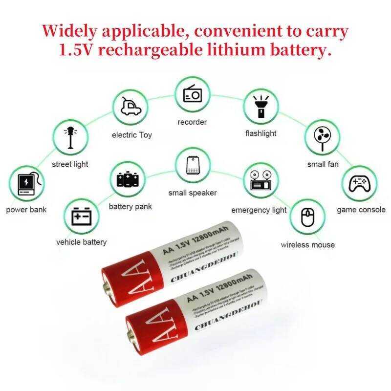 Aaa Aa Rechargeable Battery V Mah Mah Large Capacity Type C Fast ...