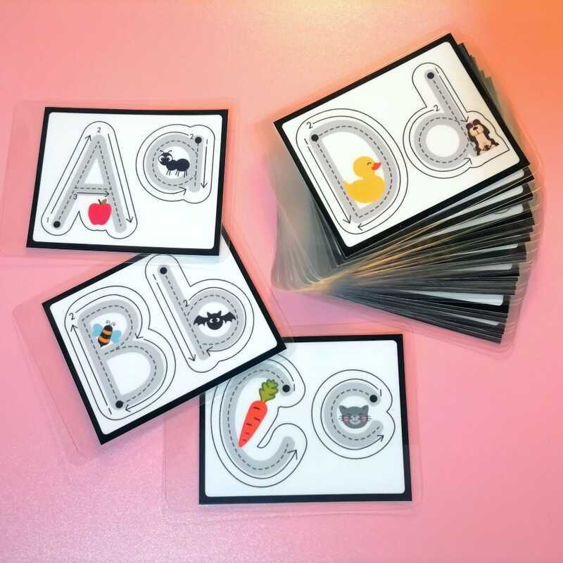 Tracing Flashcards Upper And Lower Case, Alphabet Flash Cards Letter ...