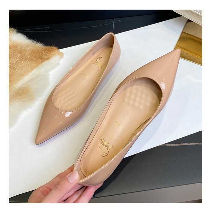 New Versatile High Heels Elegant Pointed Toe Red Sole Flat Shoes Women ...