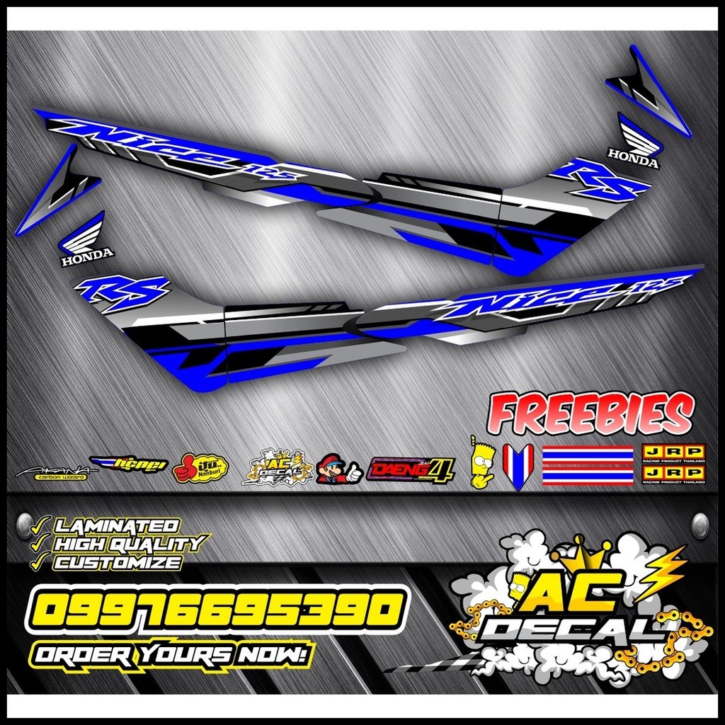 HONDA NICE RS 125 STOCK [THAI DESIGN] DECALS WITH FREEBIES STICKER ...
