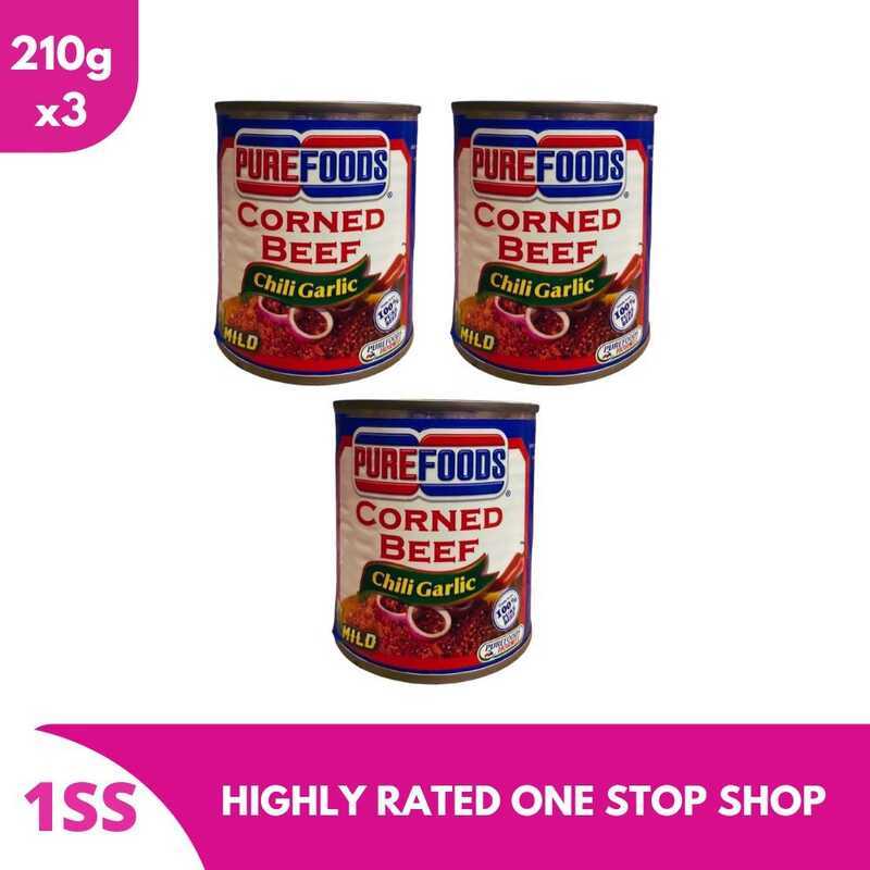 Corned Purefoods Beef Chili Garlic Mild 210g x 3 Latest Validity Period ...