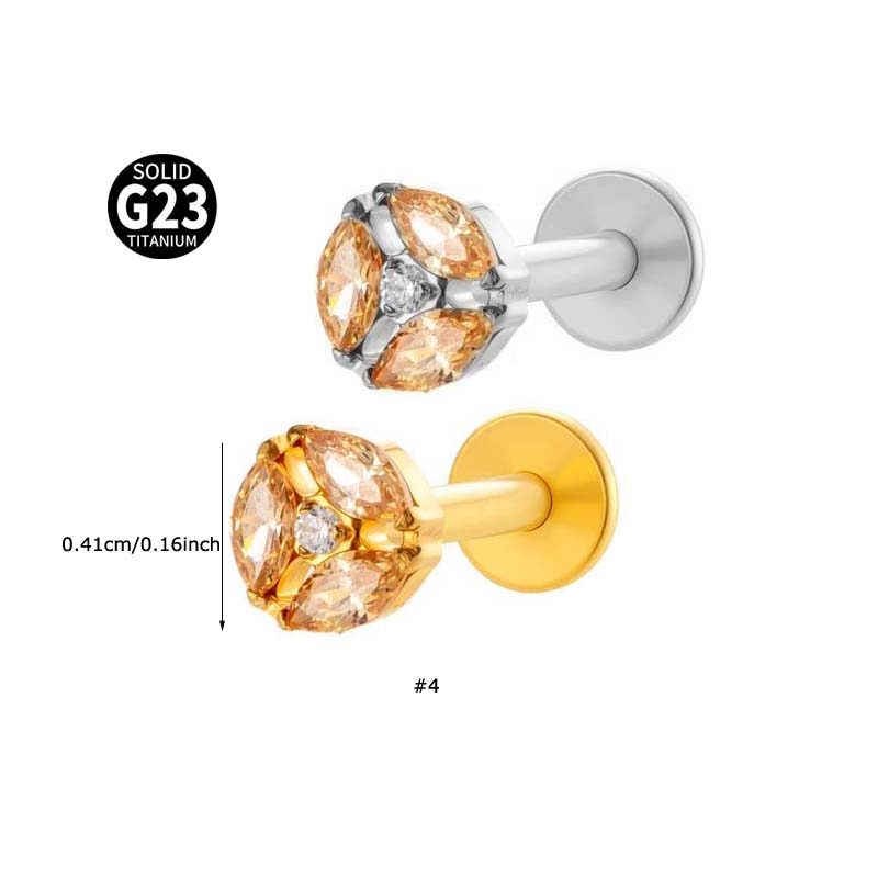 1 Piece/single Flat Head Labret Stud G23 Titanium Zirconia Fresh ...