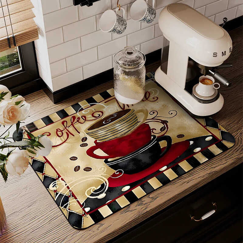 Retro Coffee Drain Mat Diatom Mud Coffee Machine Mat American Kitchen ...