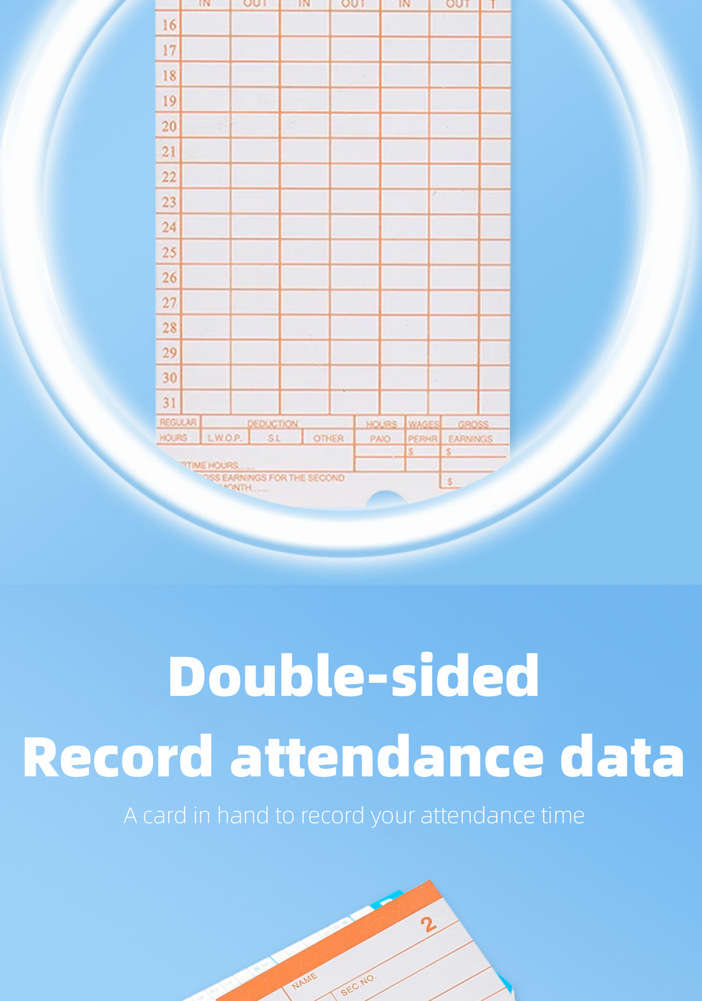 500 sheets Monthly Employee Timecards for Punch Clock Attendance ...