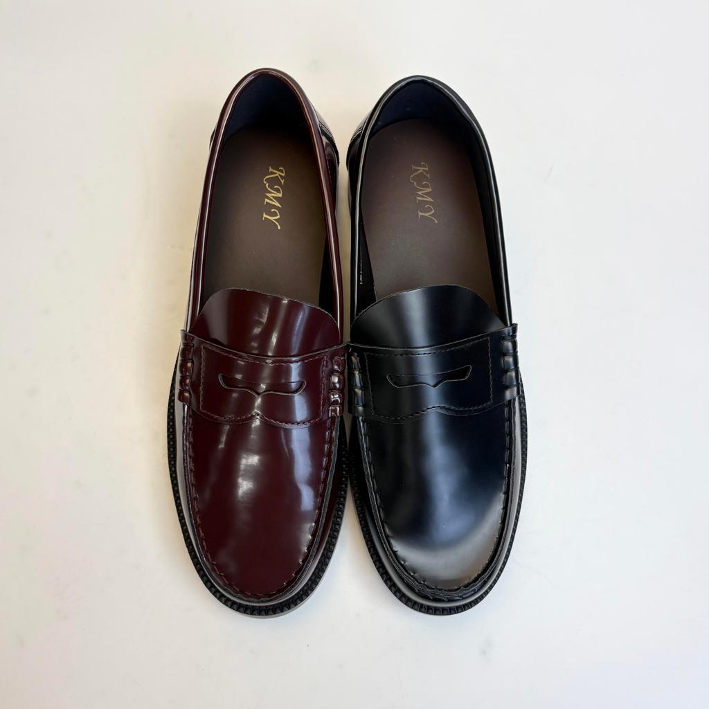 KMY CHERRY RED japanese style penny loafers students leather shoes ...