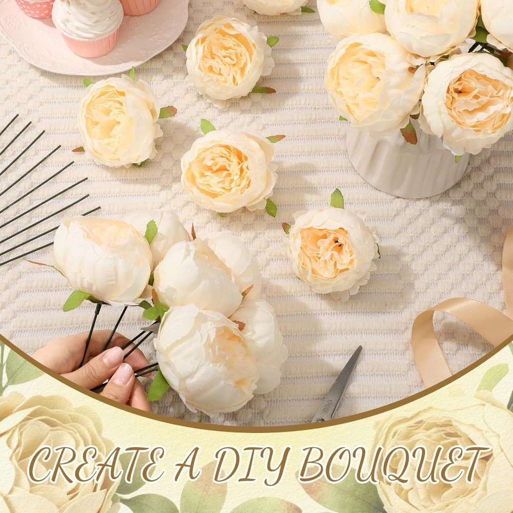 1/5Pcs Artificial Peony Flower with Stems Realistic Fake Roses for DIY ...