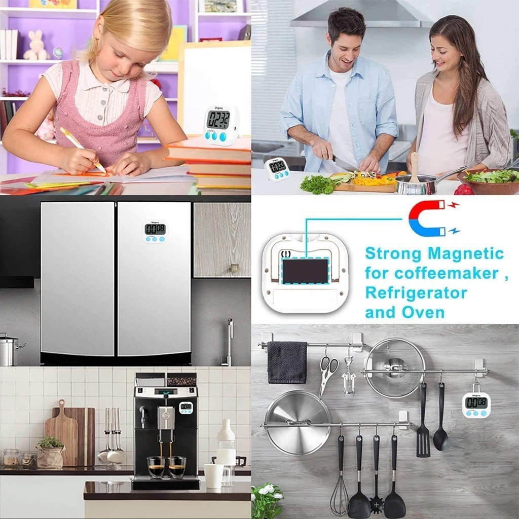 Multi-Function Electronic Timer Magnetic LCD Digital Kitchen Timer ...