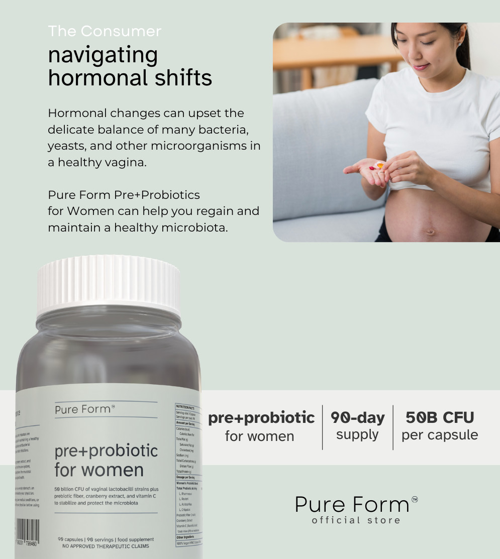Pure Form Pre + Probiotic Fiber 50B CFU Vaginal Probiotic Strains ...