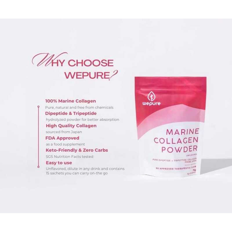Wepure Marine Powder 15 Sachets Pure Tripeptide Hydrolized Collagen ...