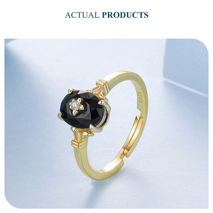 Bamoer 925 Sterling Silver Open Ring Adjustable Size Iris Gold Color ...