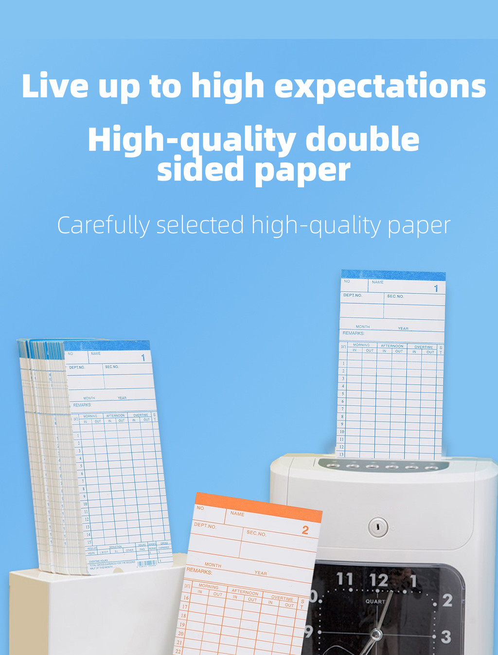 500 sheets Monthly Employee Timecards for Punch Clock Attendance ...