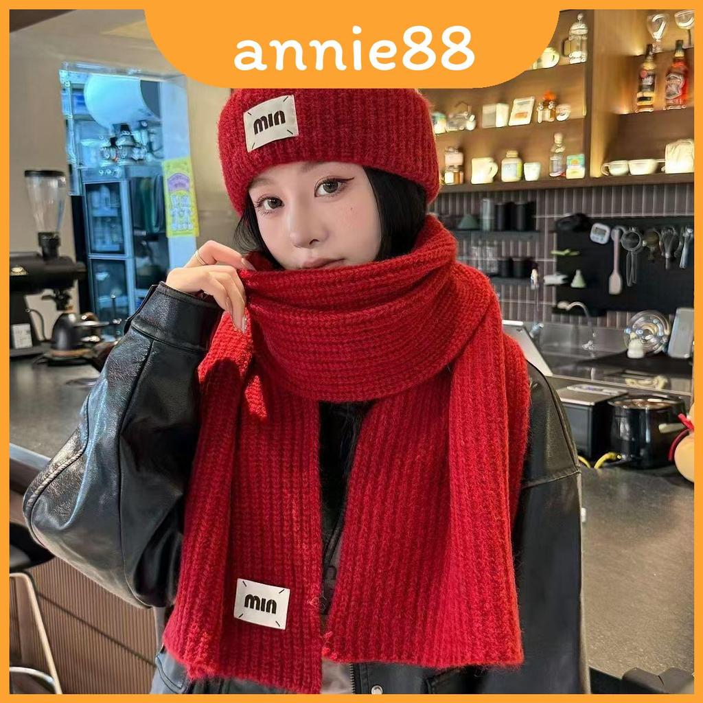 Knitted Hat Modern And Scarf Bundle With Min Letter For Fall Spring And ...