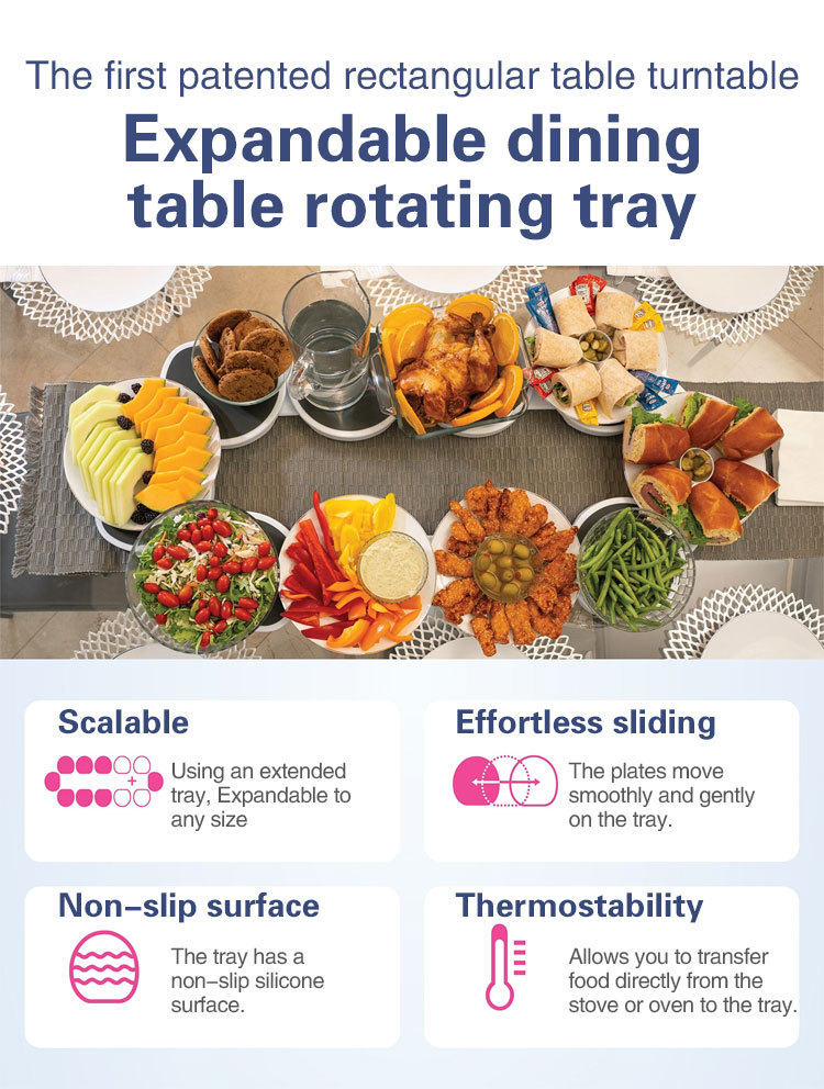 [For your dining experience] Expandable long table rotating tray/For ...