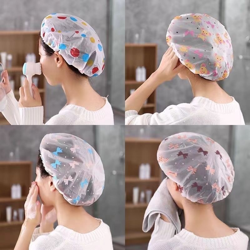 5PCS Reusable Shower Cap Fashion Wave Point Colorful Thicken Waterproof ...