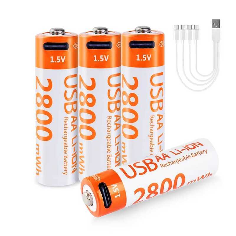 1.5V Kuugro 2800Mwh AA Rechargeable Battery USB Type-C Rechargeable Aa ...