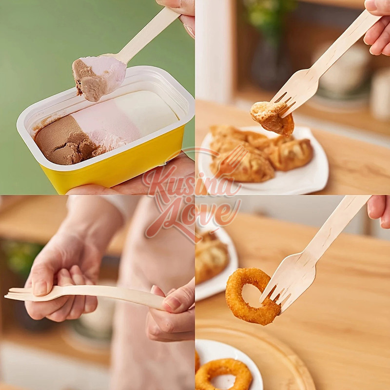In Stock 100pcs Bamboo Wooden Spoon And Fork And Knife Eco-Friendly ...