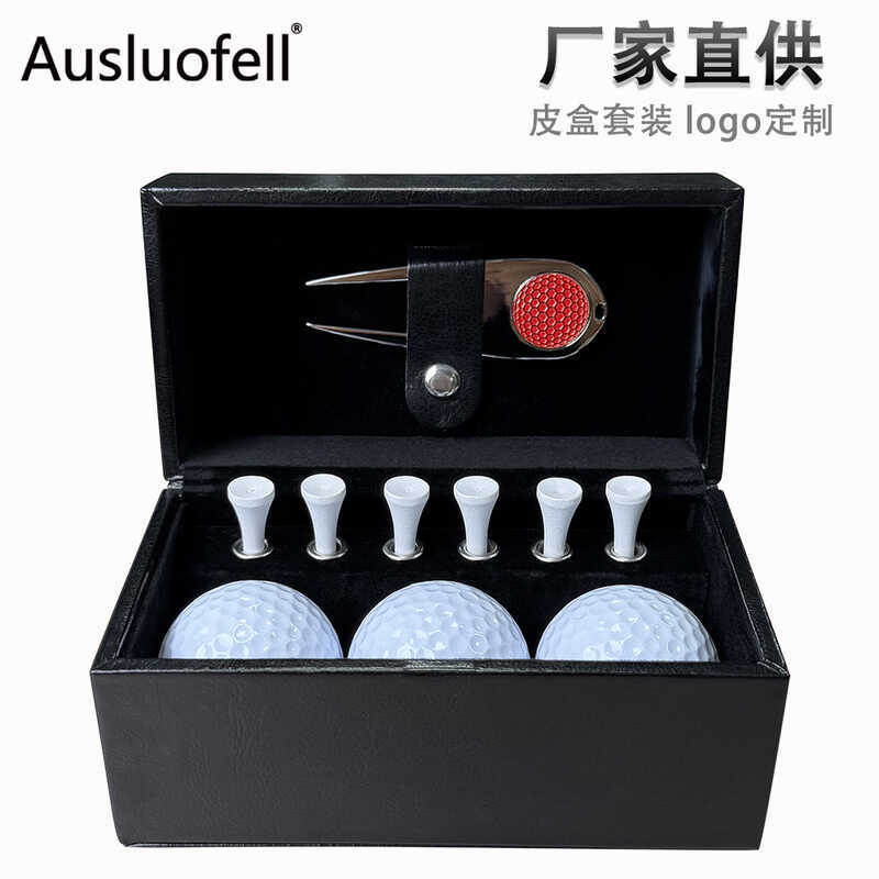 In Stock Golf Ball Leather Box Set Ball Fork Ball Pin Set Gift Golf ...
