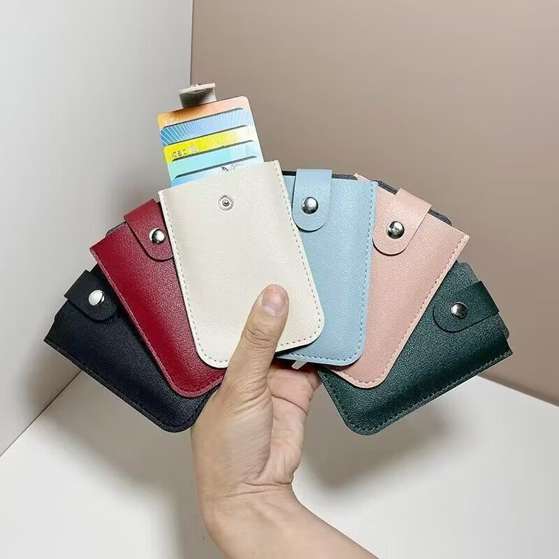 Pull Card Bag Leather Coin Purse Multi-card Slot Pocket Wallet Card ...