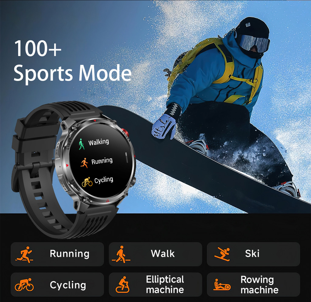 2026NEW Military Smartwatch Men 1100mAh Ultra Durable Battery 1.7-inch ...