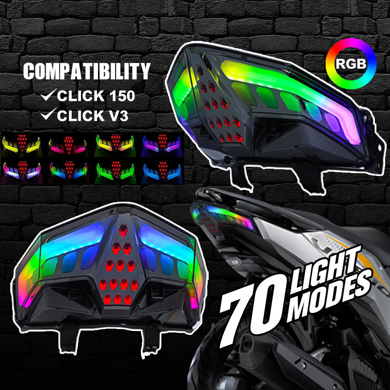 New 2026 Honda Click 125/150 V2 V3 Tail Light Motorcycle RGB / 70 Modes ...