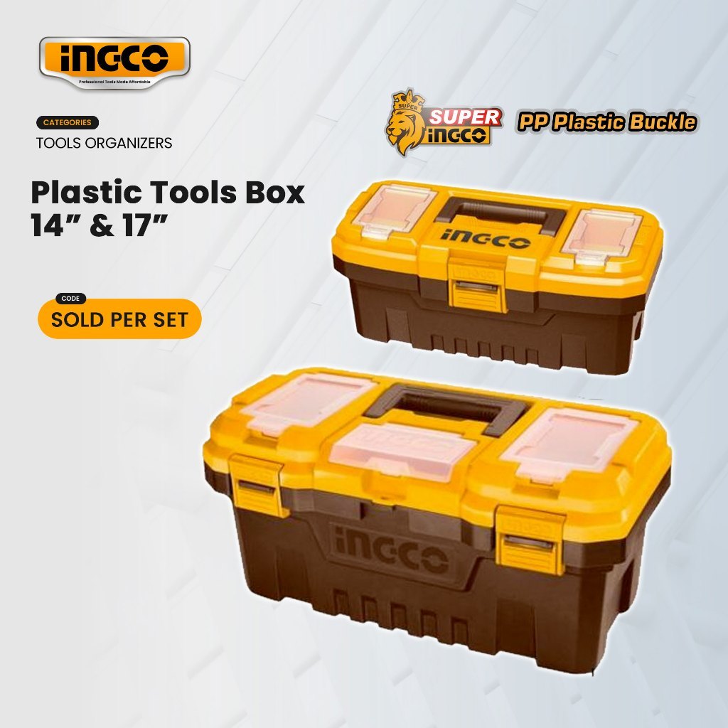 INGCO 2pcs Plastic Tool Boxes Set 14"-17" Inch with Plastic Buckle ...