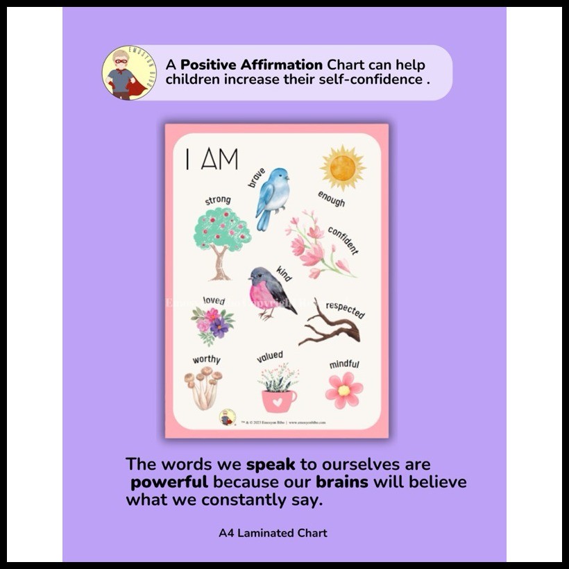 Positive Affirmation & Mindfulness Laminated 2 pcs Charts by Emosyon ...