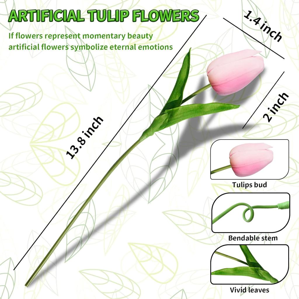 Only Today Artificial Tulip Decorative Silk Flower Plant Lifelike for ...