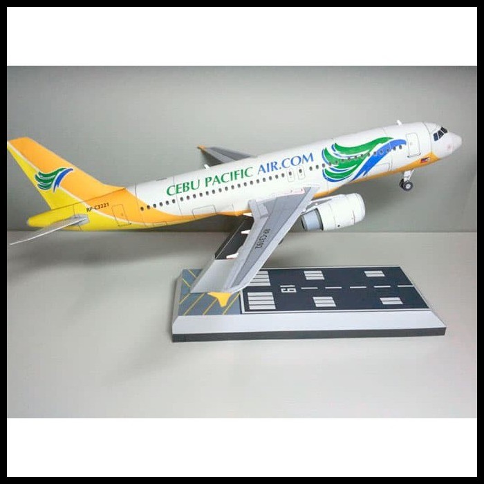 DIY Miniature Papercraft Airplane Airbus A320 Cebu Pacific with Landing ...